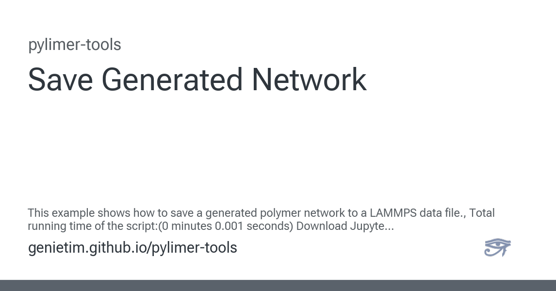 Save Generated Network - pylimer-tools